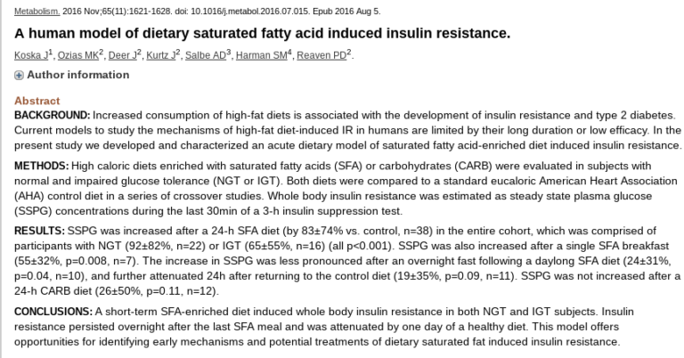 Saturated Fat Causes Physiological Insulin Resistance in Humans - Fire ...